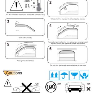 Deebior 2pcs in Channel Dark Smoke Tinted Sun Rain Guard Wind Deflector Window Visors Wind Deflectors Compatible with 1993-2011 Ranger 92083