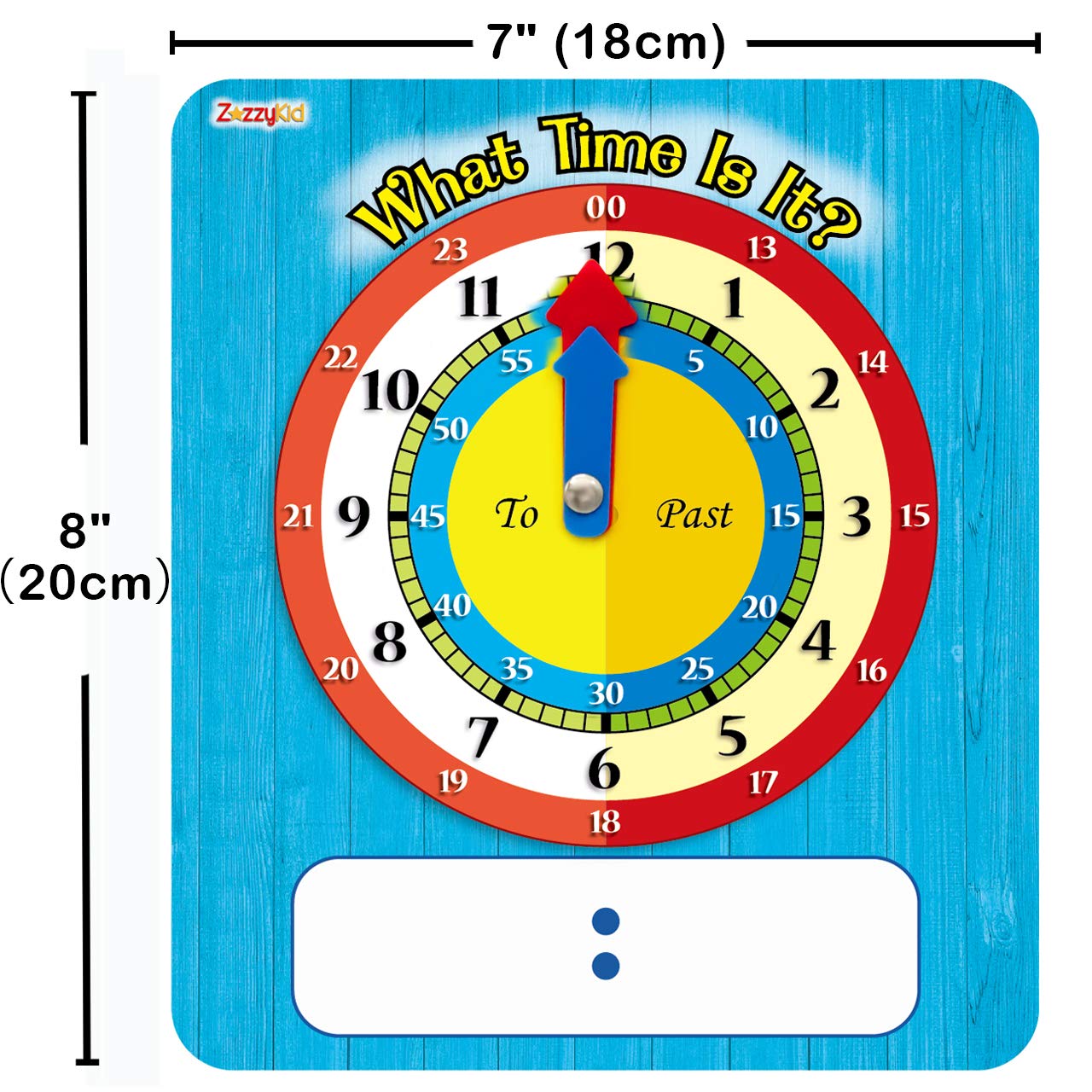 ZazzyKid Time Learning Analog Clock for Kids - Pack of 5 (7 x 8 Inches) with 5 Erasable Markers: Teach Children to Tell The Time