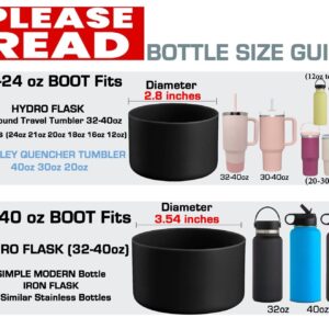 Boot Sleeve for Hydro Flask Bottles & Travel Tumbler-Stanley Quencher Tumblers-Owala & Simple Modern Tumblers, Anti-Slip Protective Cover (White Clear, Fits HydroFlask 32 oz & 40 oz Bottles)