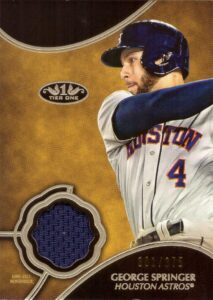 2019 topps tier one relics #t1r-gs george springer game worn astros jersey baseball card - only 375 made!