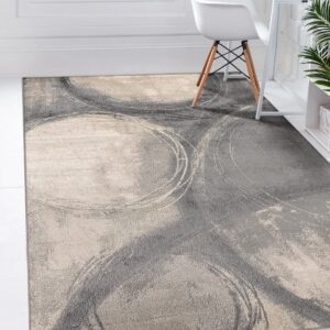 luxe weavers howell collection abstract circles gray area rug, anti shedding modern geometric contemporary rug,8' x 10'