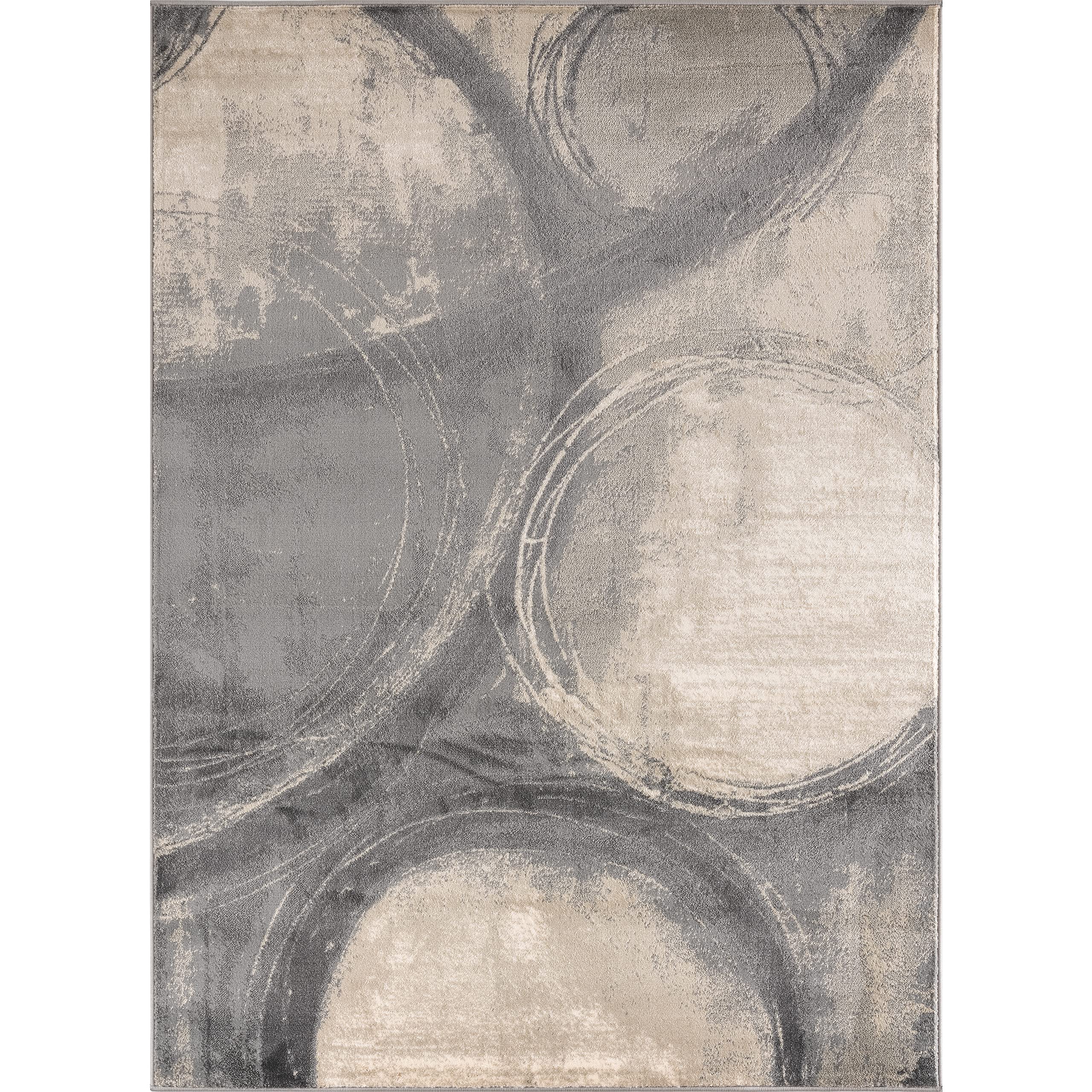 LUXE WEAVERS Howell Collection Abstract Circles Gray Area Rug, Anti Shedding Modern Geometric Contemporary Rug,8' x 10'