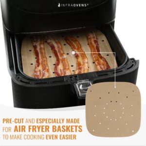 Air Fryer 100pcs Parchment Paper Compatible with Power XL Air Fryer Oven, Instant Pot, Cosori, Nuwave, Chefman, Gowise and More | Square Pre-Cut Paper Liners, Air Fryer Accessories