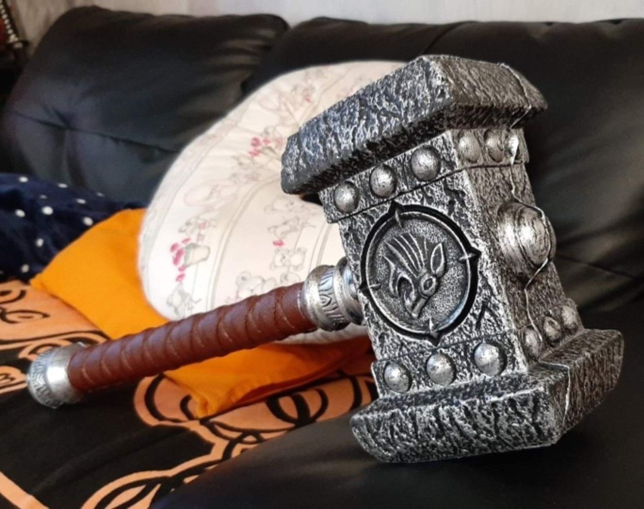 damdos Halloween Prop Costume Accessories Cosplay Weapons, 54cm PU Foam Battle Hammer, Wow War Ccrafte Ogrim Doom Destroy Hammer Birthdays Gifts