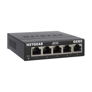 netgear 5-port gigabit ethernet unmanaged switch (gs305) - home network hub, office ethernet splitter, plug-and-play, silent operation, desktop or wall mount