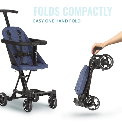 Dream On Me Lightweight and Compact Coast Rider Stroller with One Hand Easy Fold, Adjustable Handles and Soft Ride Wheels, Navy