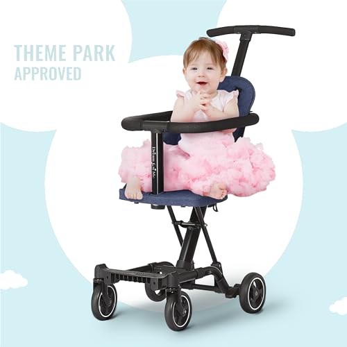 Dream On Me Lightweight and Compact Coast Rider Stroller with One Hand Easy Fold, Adjustable Handles and Soft Ride Wheels, Navy