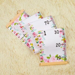 Beinou Baby Growth Chart Ruler for Kids Wood Frame Height Measure Chart 7.9in x 79in Canvas Hanging Height Growth Chart