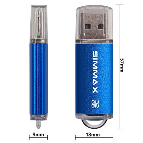 SIMMAX Memory Stick 32GB 3 Pack 32GB USB 2.0 Flash Drives Thumb Drive Pen Drive (32GB Pink Blue Green)