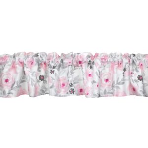 bedtime originals blossom pink/gray watercolor floral window valance