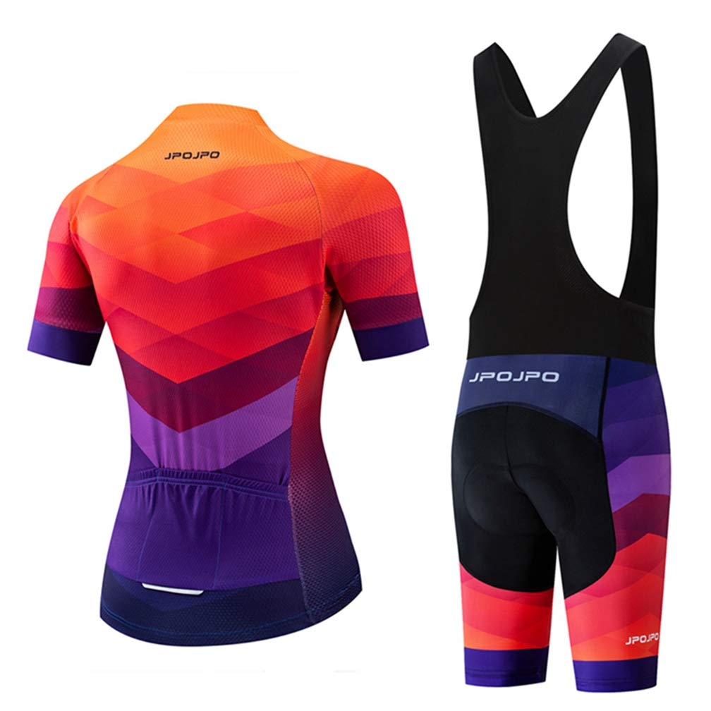 Summer Women MTB Bike Cycling Clothing Mountain Cycling Jersey Bicycle Bib Shorts Sets Orange Purple XL