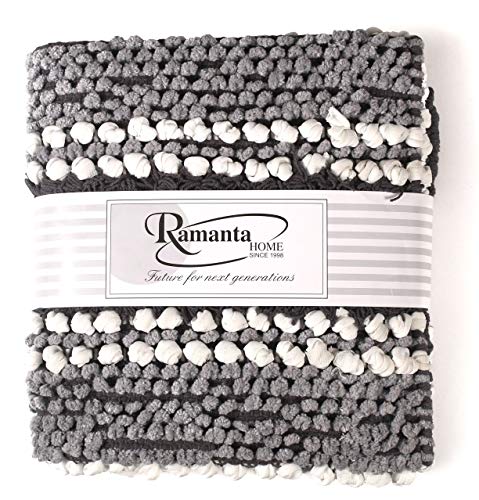 Chenille Bath Rugs Extra Soft and Absorbent, Bath Rugs for Tub Bathroom Shower Mat,Machine-Washable Durable Thick Area Rugs 20" x 32" Charcoal,Unique For Bedroom, Living Room, Kitchen,Nursery and more