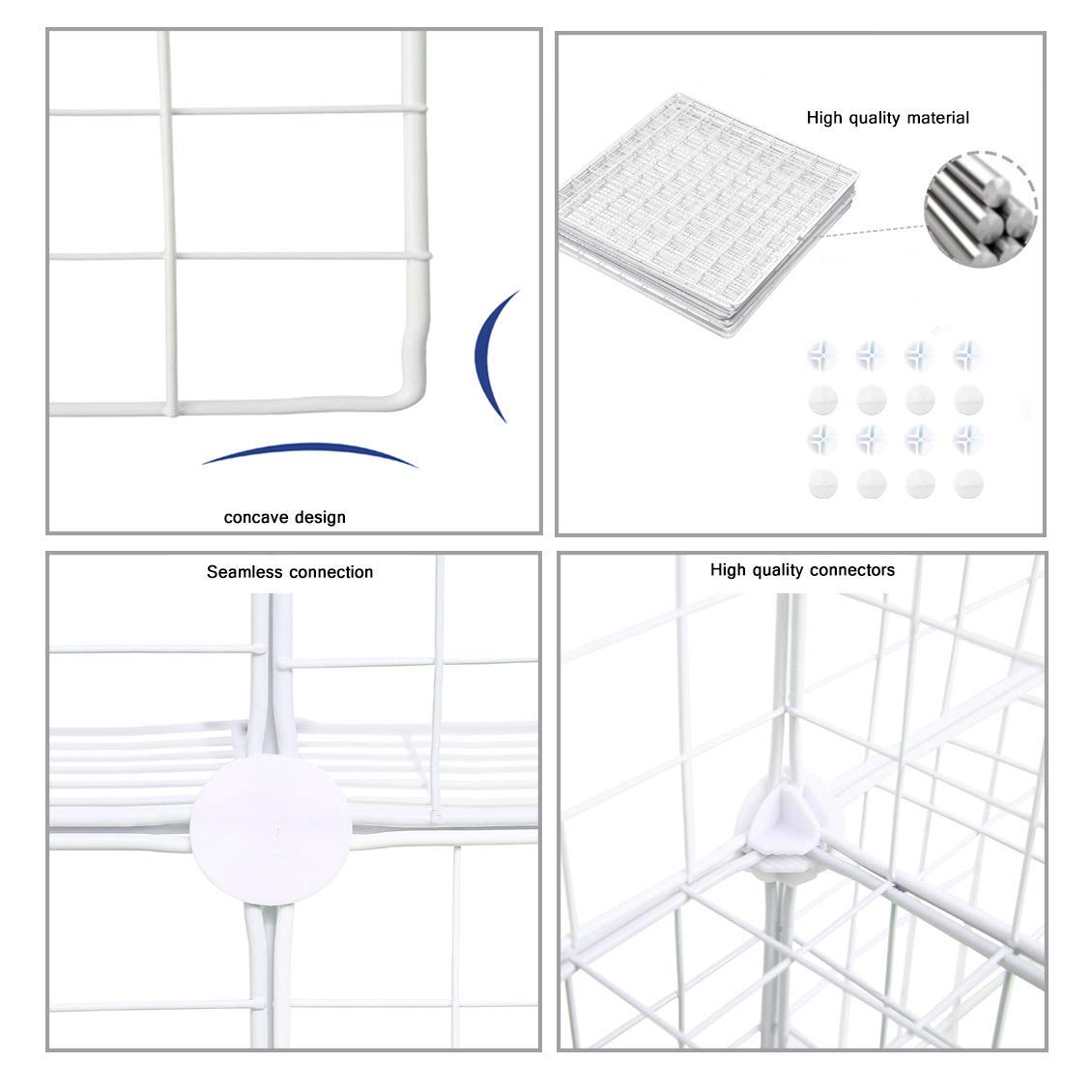 C&AHOME Wire Cube Storage, 16-Cube Organizer Metal Grids Storage, Storage Bins Shelving, Modular Bookshelf Shelves, DIY Closet Cabinet Ideal for Bedroom, Office 48.4”L x 12.4”W x 48.4”H White