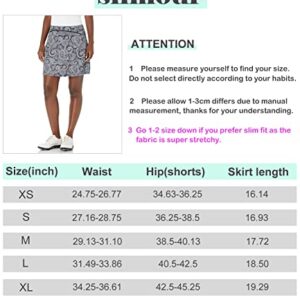 slimour Women Print Golf Skirt Travel Skirts with Pocket Swim Skirt High Waist with Shorts Black Rose XL