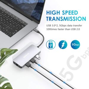 USB C Adapters for MacBook Pro/Air,Mac Dongle with 3 USB Port,USB C to HDMI, USB C to RJ45 Ethernet,MOKiN 9 in 1 USB C to HDMI Adapter,100W Pd Charging, USB C to SD/TF Card Reader USB C Hub