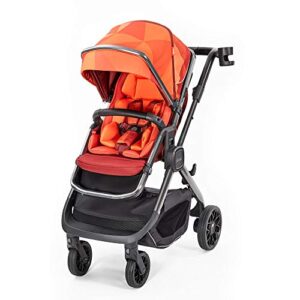 diono quantum2 3-in-1 multi-mode stroller for baby, infant, toddler stroller, car seat compatible, adaptors included, compact fold, xl storage basket, orange facet