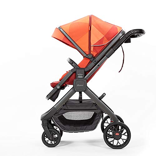 Diono Quantum2 3-in-1 Multi-Mode Stroller for Baby, Infant, Toddler Stroller, Car Seat Compatible, Adaptors Included, Compact Fold, XL Storage Basket, Orange Facet