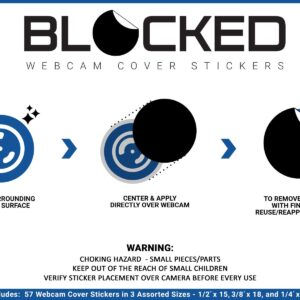 Webcam/Camera Vinyl Covers | 57 Low-Tack Reusable Webcam Sticker | 3-Sizes | Black 57-Pack (Ultra Glossy)