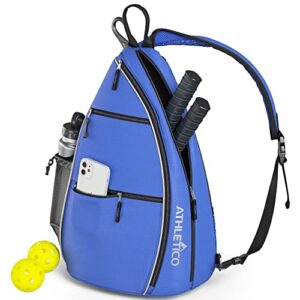 athletico sling bag - crossbody backpack for pickleball, tennis, racketball, and travel for men and women (blue)