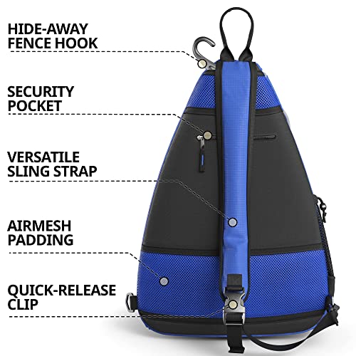 Athletico Sling Bag - Crossbody Backpack for Pickleball, Tennis, Racketball, and Travel for Men and Women (Blue)