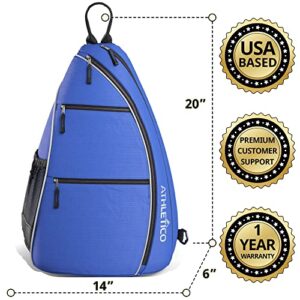 Athletico Sling Bag - Crossbody Backpack for Pickleball, Tennis, Racketball, and Travel for Men and Women (Blue)