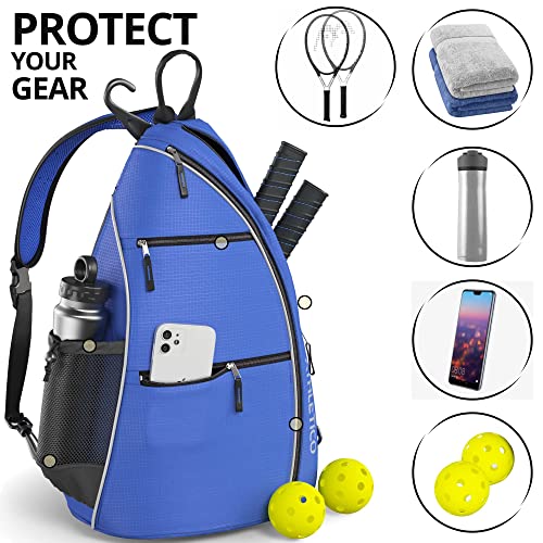 Athletico Sling Bag - Crossbody Backpack for Pickleball, Tennis, Racketball, and Travel for Men and Women (Blue)