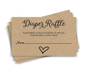 all ewired up 50 gender neutral kraft baby shower diaper raffle tickets, lottery insert cards for heart baby shower invitations supplies games for baby gender tickets (50-cards)