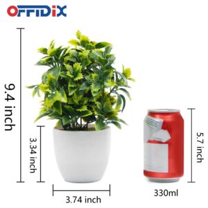 OFFIDIX Artificial Plastic Mini Plants in White Pot,Desk Plant Artificial Flowers with Vase,Small Faux Plastic Plants for Home Kitchen Garden Office Indoor Decor