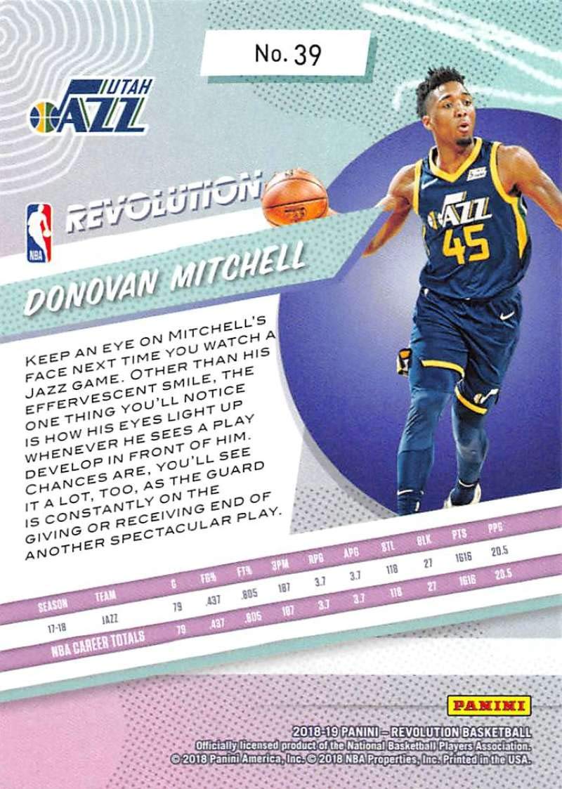 2018-19 Panini Revolution #39 Donovan Mitchell Utah Jazz Basketball Card