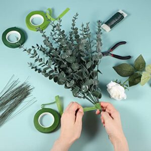 Pengxiaomei Floral Arrangement Kit, Floral Tape and Floral Wire with Cutter,Green Floral Tape 22 Guage Floral Stem Wire 26 Gauge Green Floral Wire for Bouquet Stem Wrap Florist, Wreath Making Supplies