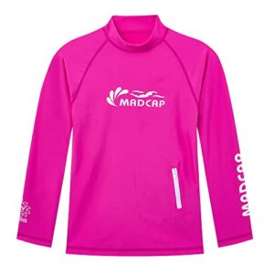 madcap girls rash guard long sleeve swimwear swim surf shirt top uv sun protection for toddler and teen girls 4-16 years old (dark pink, x-small / 8)