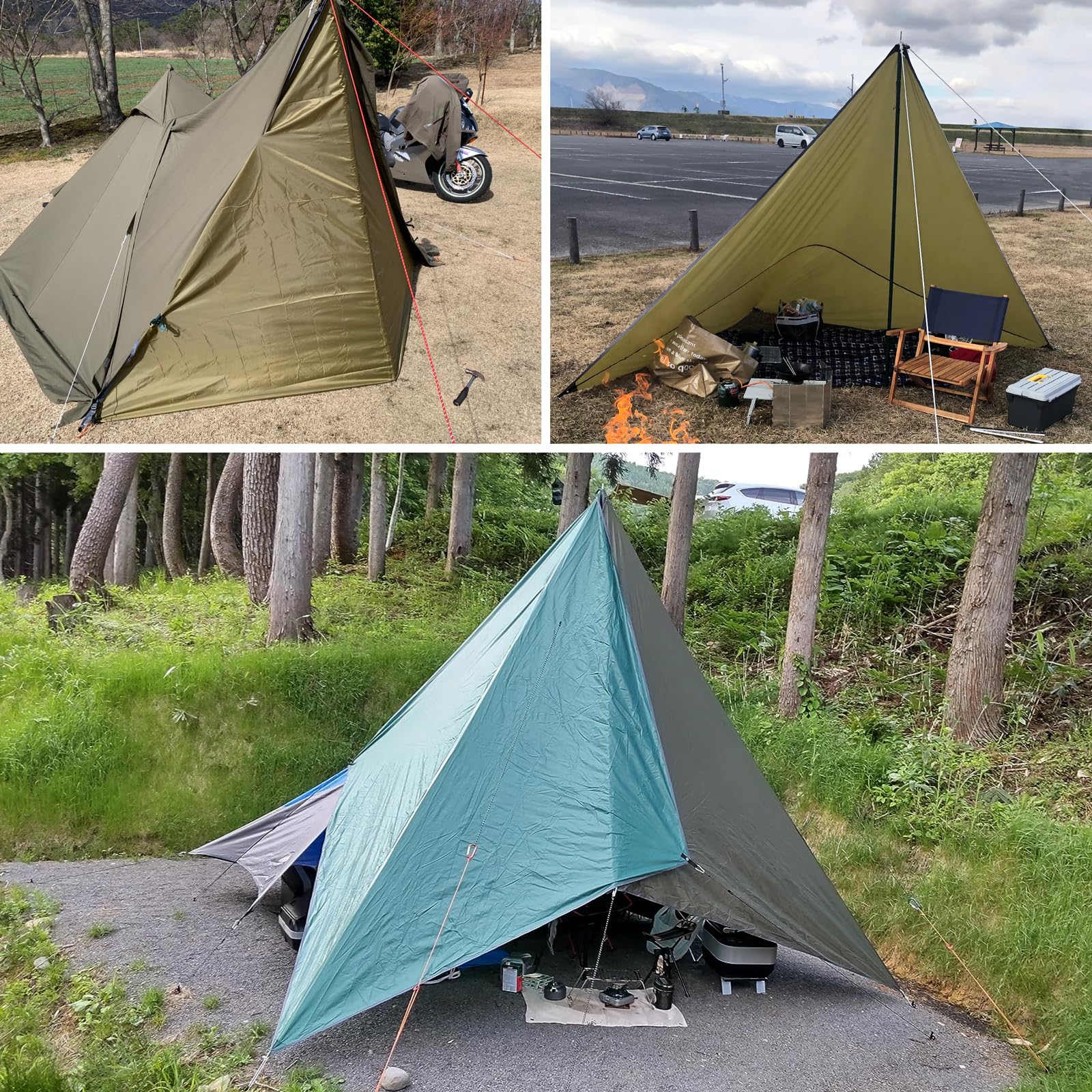 TRIWONDER Camping Tarp Cover Waterproof Rain Fly Tent Ground Cloth Footprint Hammock Shelter for Outdoor Hiking Picnic Beach (Brown+Accessories)