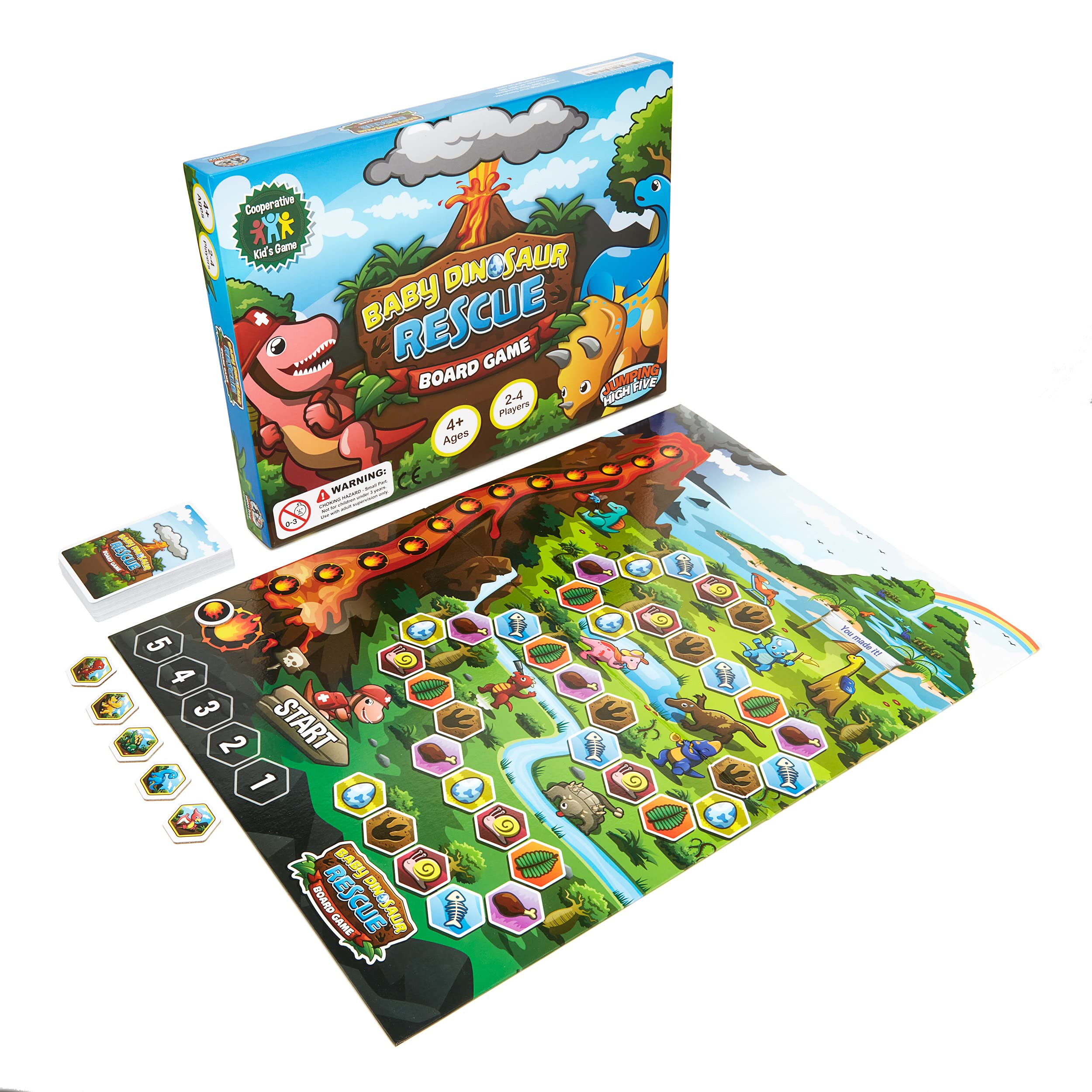 JH5 Baby Dinosaur Rescue! Cooperative Dinosaur Race Board Game for Kids Ages 4+ Easy to Learn and Great for Family Game Night