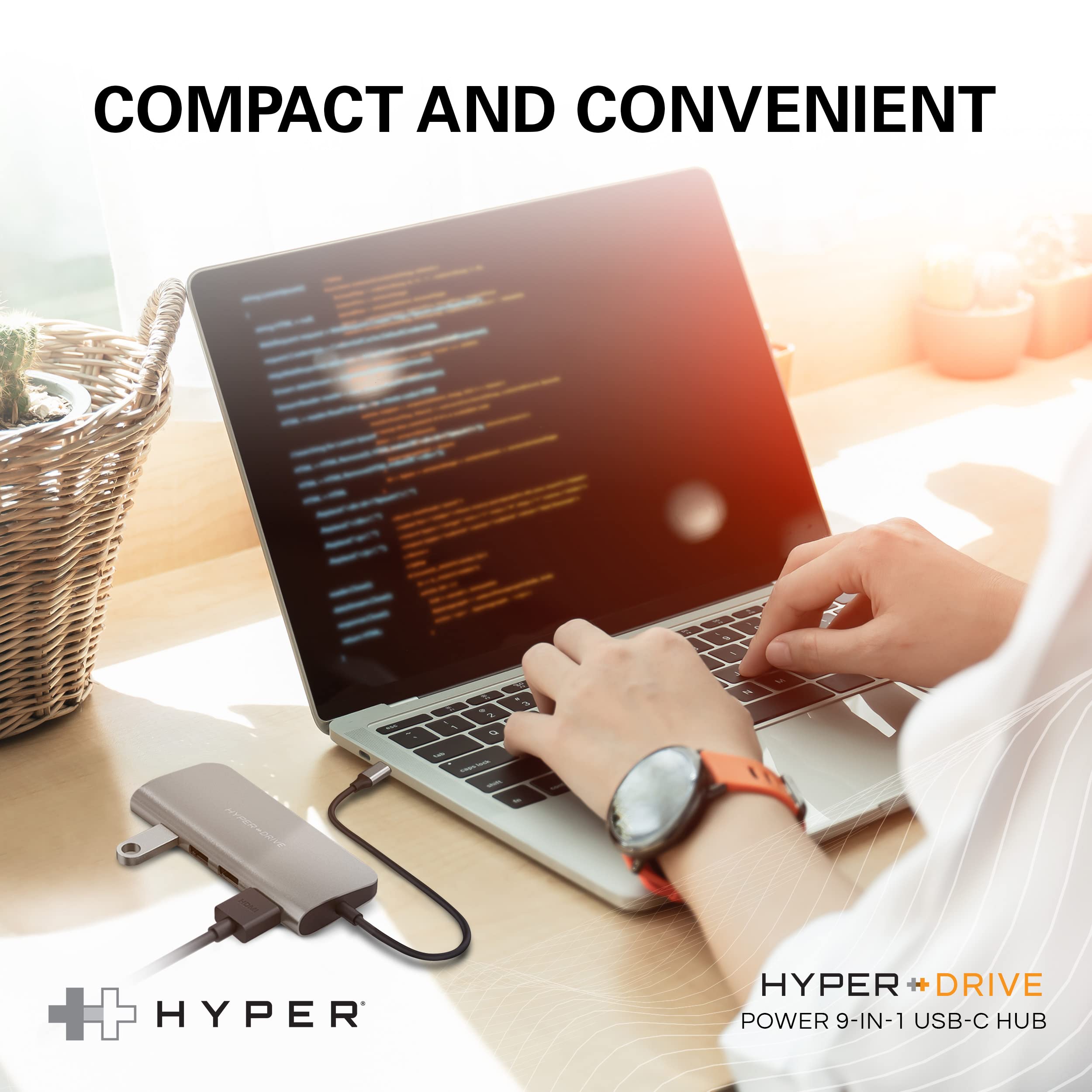 HyperDrive USB C Hub - 9-in-1 USB Hub 4K HDMI, Ethernet, 3.0 USB-A, USB C Power Delivery, MicroSD/SD, Audio Jack - Compatible with iPad Pro, MacBook, Chromebook, Windows - Space Gray