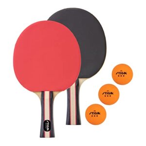 stiga performance 2 player ping pong set – 2 table tennis rackets, 3 – 3 star orange balls included