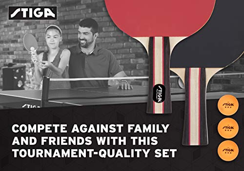 STIGA Performance 2 Player Ping Pong Set – 2 Table Tennis Rackets, 3 – 3 Star Orange Balls Included