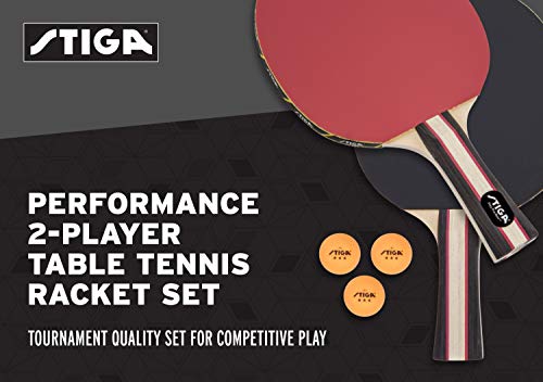 STIGA Performance 2 Player Ping Pong Set – 2 Table Tennis Rackets, 3 – 3 Star Orange Balls Included