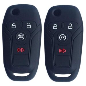 2pcs silicone car remote key fob cover case for ford f-150 f-250 f-350 fusion fiesta mustang explorer skin jacket 4 button