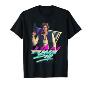 star wars han solo eighties retro neon poster disney+ t-shirt