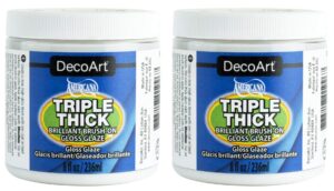 2-pack bundle - decoart triple thick gloss glaze (jar) - 8-ounces each