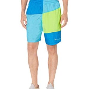 Champion Men's Colorblock Crinkle Nylon Short, Blue horizon/Dpblwat/Hghlityell, MEDIUM