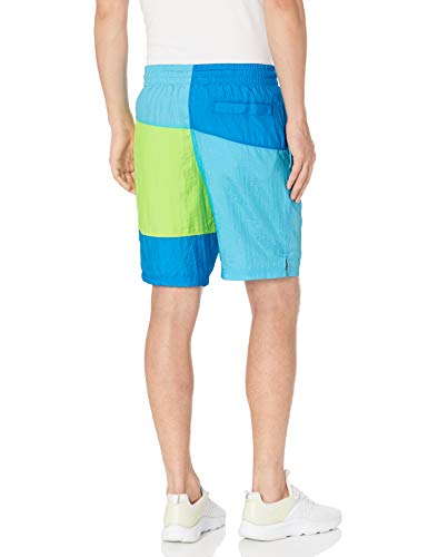 Champion Men's Colorblock Crinkle Nylon Short, Blue horizon/Dpblwat/Hghlityell, MEDIUM