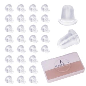 beadnova earring backs for studs rubber plastic silicone earring backings clear secure pierced earring backs stopper safety hypoallergenic earring backs for hook earring (200 pcs)