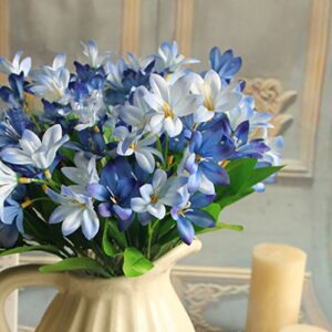 baost 1pc 24 flower heads lovely artificial lily flower real touch fake flowers bouquet for wedding party banquet home hotel office garden craft art decor blue