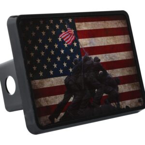 Rogue River Tactical USA Flag Iwo Jima Trailer Hitch Cover Plug US Patriotic Veteran WW2 Memorial