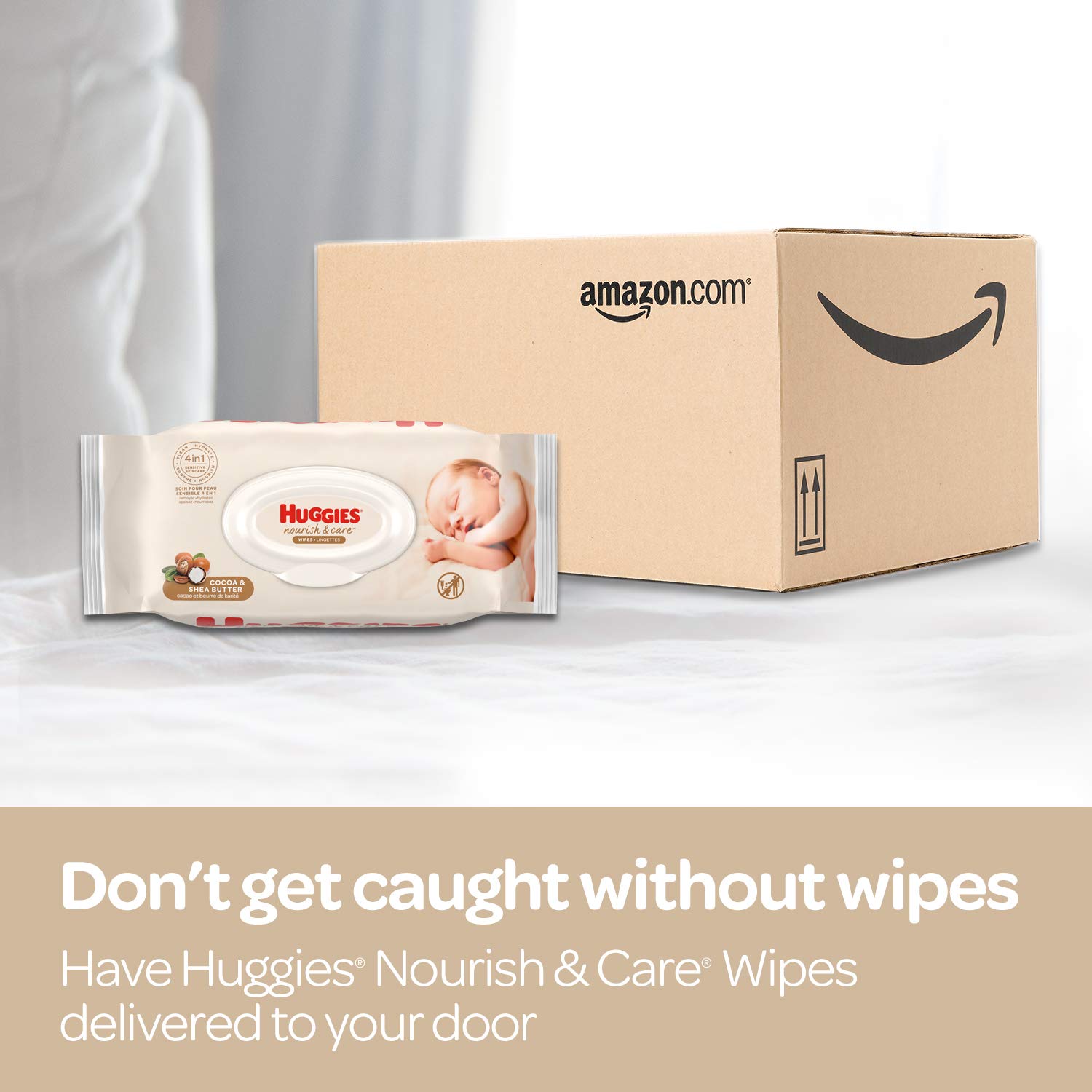 Baby Wipes, Scented, Huggies Nourish & Care Baby Diaper Wipes, 56 Count (Pack of 12)