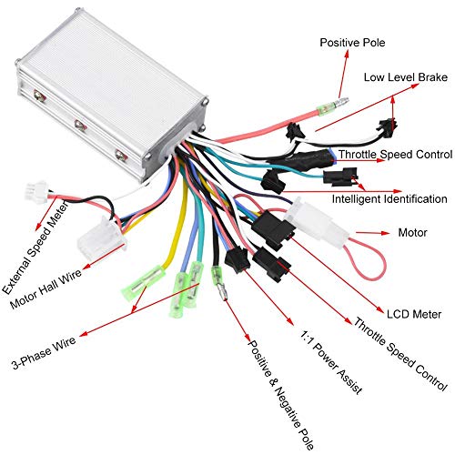 Bnineteenteam 36V/48V 250W/350W Brushless Kit,Electric Brushless Motor Speed Controller with LCD Panel Kit for E-Bike Bike