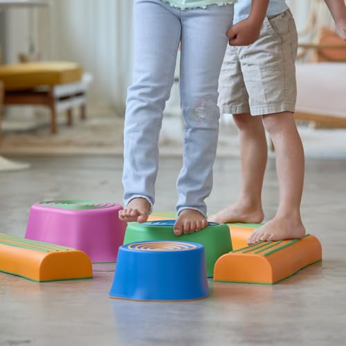 edxeducation Step-a-Trail - 6 Piece Backyard Obstacle Course for Kids - Indoor and Outdoor - Build Coordination and Confidence - Physical and Sensory Play