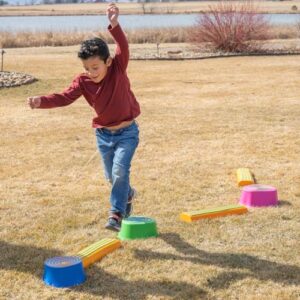 edxeducation Step-a-Trail - 6 Piece Backyard Obstacle Course for Kids - Indoor and Outdoor - Build Coordination and Confidence - Physical and Sensory Play