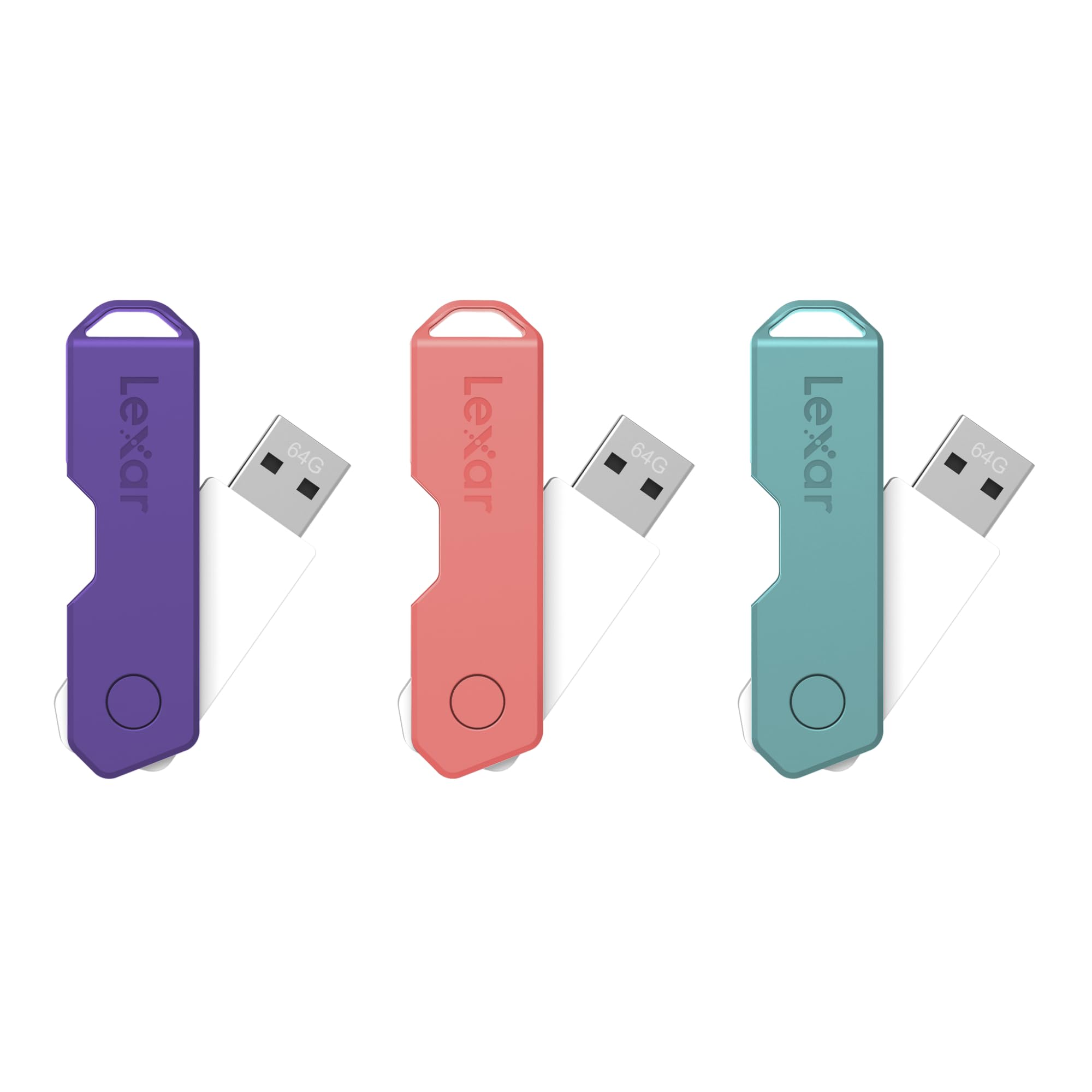 Lexar JumpDrive TwistTurn2 USB 2.0 Flash Drive, 64GB, Assorted Colors, LJDTT2-64GABOD20